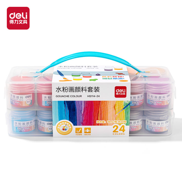 Deli 12/24 Colors 18ml Gouache Paint Set (Mixed) (box) HS114 | Lazada PH