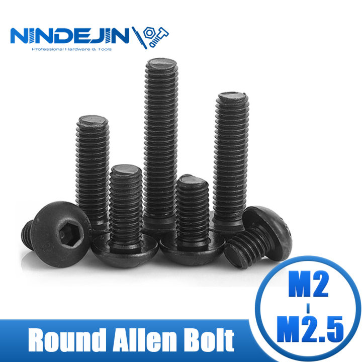 NINDJEIN Hex Socket Round Head Bolt Screw ISO7380 M2 M2.5 Carbon Steel ...