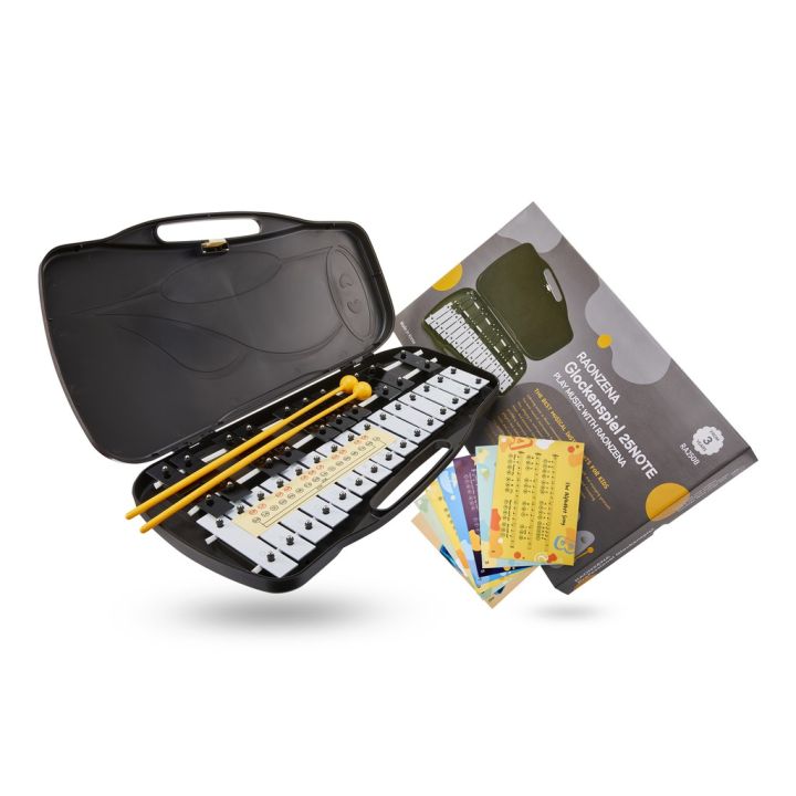 RAONZENA Professional 25note black & white xylophone glockenspiel ...