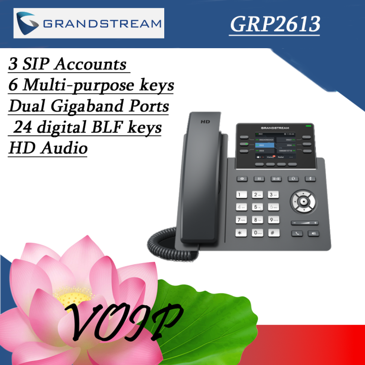Grandstream GRP2613 - 2.8" colour LCD display, 3+3 line keys, 3 SIP ...