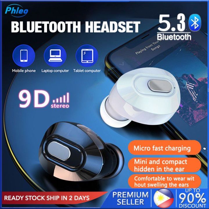 Mini Wireless Headset With Mic 5.3 Bluetooth Earphone Sport Wireless ...