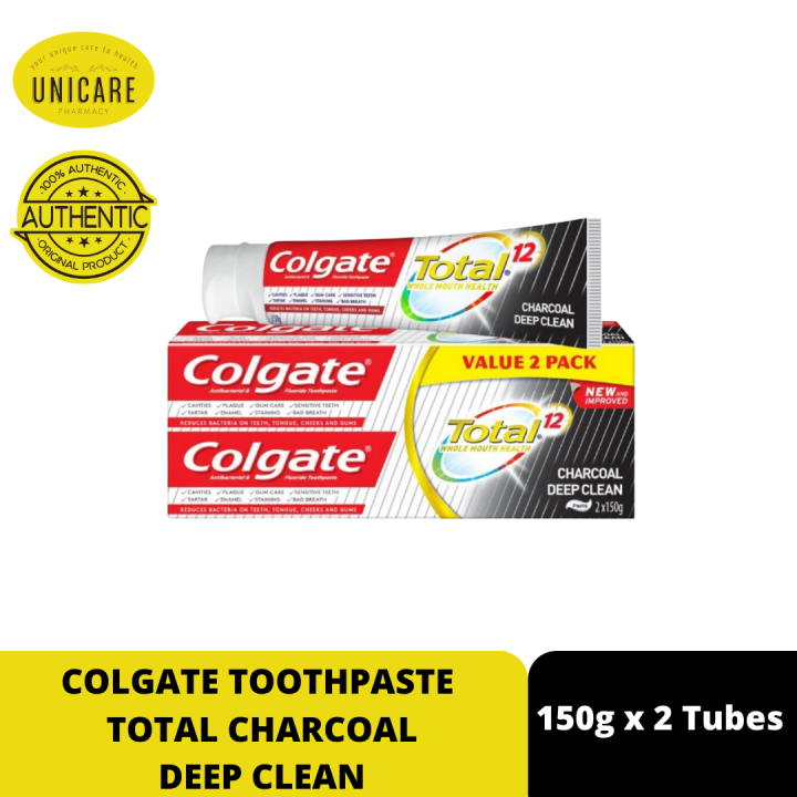 COLGATE TOOTHPASTE TOTAL CHARCOAL DEEP CLEAN 150G X 2 [TWIN PACK] | Lazada