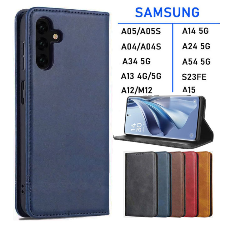 เคส ฝาพับ ตั้งได้ ใส่บัตรได้ สำหรับ SAMSUNG A35 A55 5G A15 A05 A05S A04 A04S A03 A03S A02 A02S ...