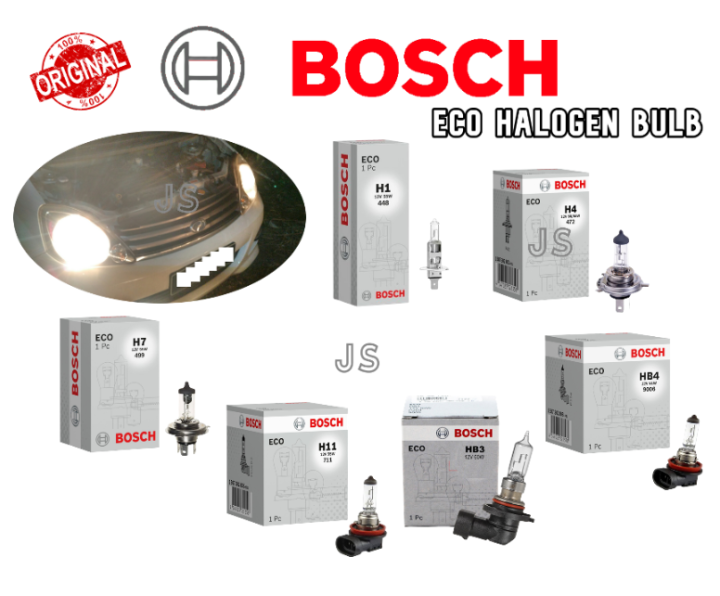100% ORIGINAL BOSCH ECO HALOGEN BULB 12V 55W/60W H1/H4/H7/H8/H11/HB3 ...