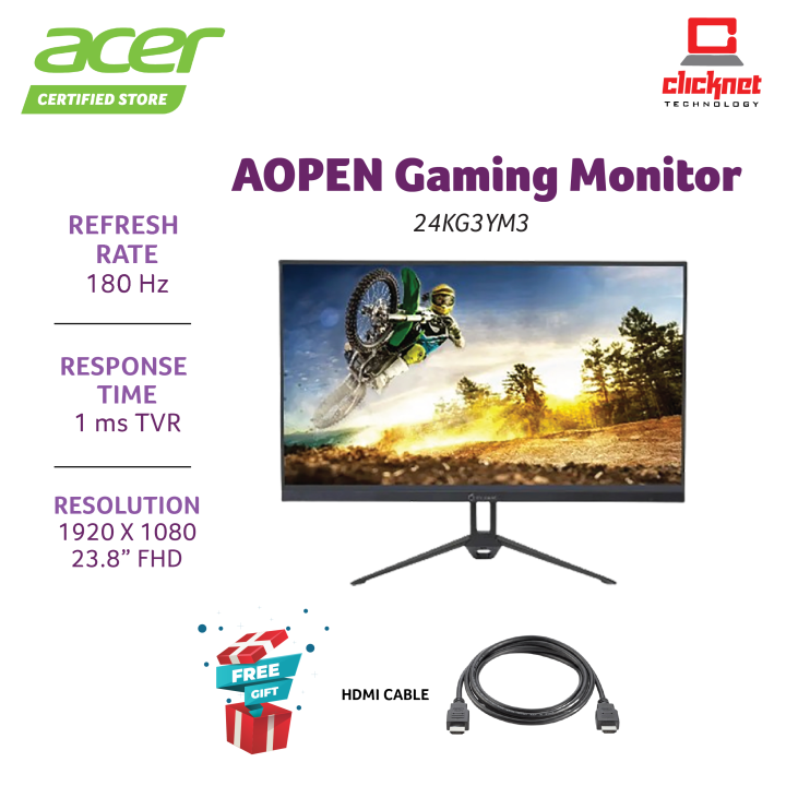 ACER AOPEN 24KG3Y X1bip 23.8" FHD 200Hz IPS GAMING MONITOR-BLACK | Lazada