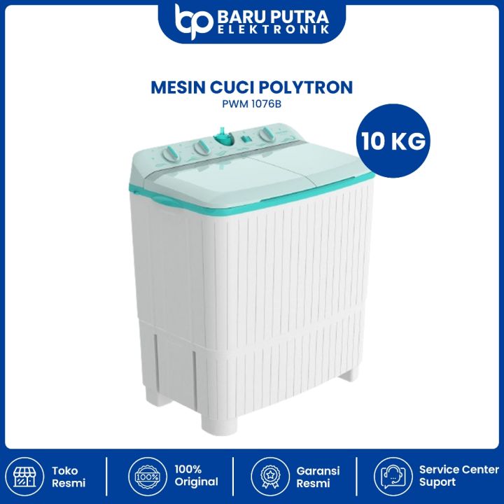 MESIN CUCI POLYTRON PWM 1076 10KG 2 TABUNG PWM1076 10 KG | Lazada Indonesia
