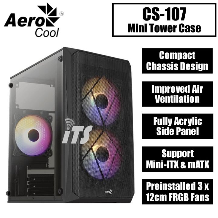 AeroCool CS-107 Mini Tower Chassis (3 x 12cm FRGB Fans) | Lazada