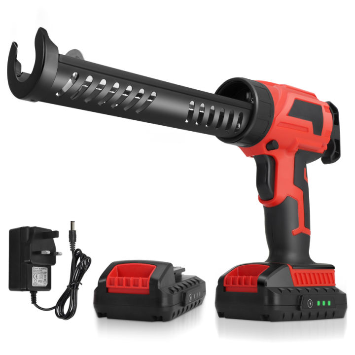 Cordless Caulking Gun, 20V Electric Caulk Adhesive Gun Li-Battery & Charger, LED Light, 4 ...