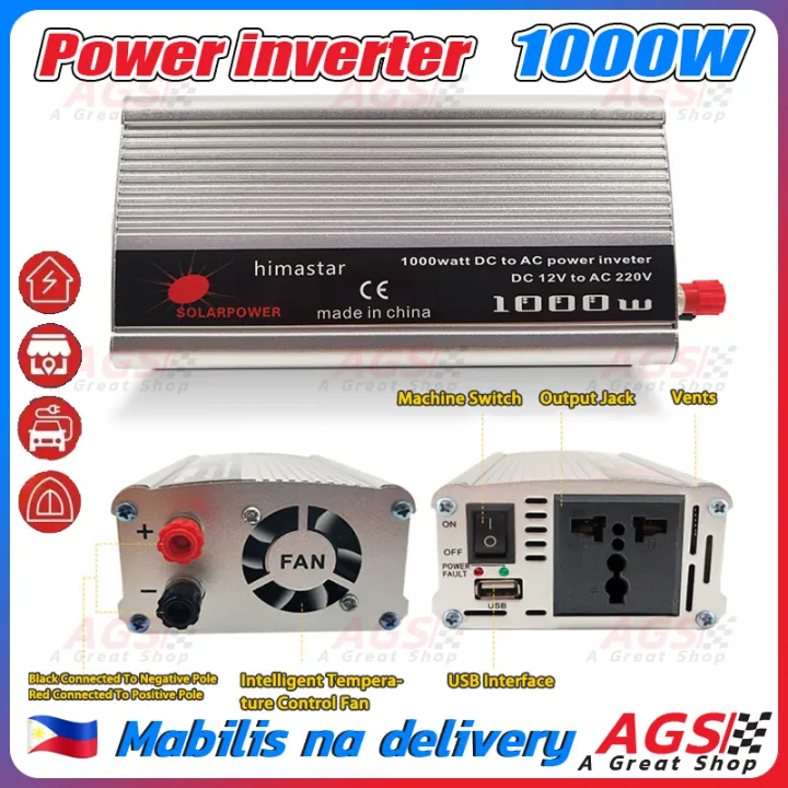 Pure Sine Wave Power Inverter 1000W Solar Inverter 12V/24V to 220v ...