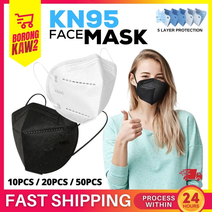 Ready Stock Malaysia High Quality KN95 5 Ply Layers Earloop Adult Face ...
