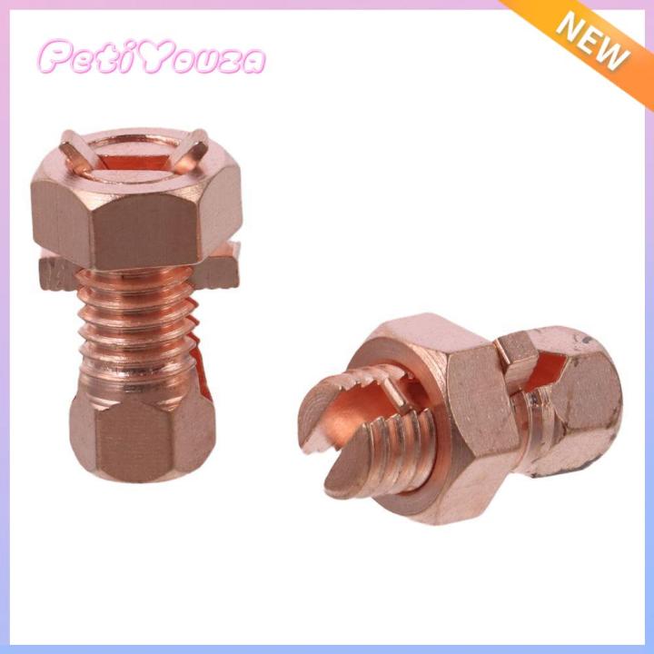 PETIYOUZA Yellow Copper Grounding Clamps TJ-10 Brass Split Bolt ...