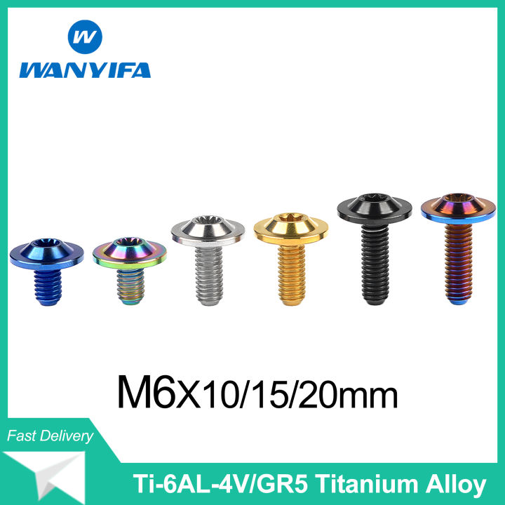 Wanyifa สลักเกลียวอัลลอยไทเทเนียม M6x12 15 20มม. ร่มแบบบางหัวสกรูหก ...