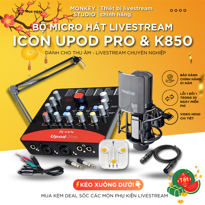 Mic Livestream | Micro thu âm Sound Card ICON UPOD PRO & Mic TAKSTAR PC ...