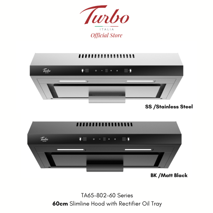 Turbo Italia - TA65-802-60 Series 60cm Slimline Hood with Rectifier Oil ...