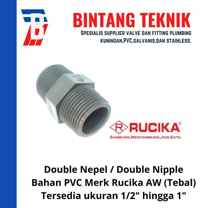 Double Nepel / Double Nipple 1" inch PVC Rucika AW (Tebal) | Lazada ...