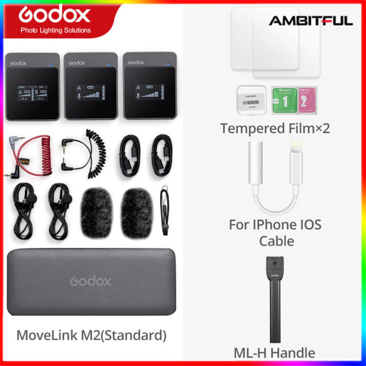 Godox MoveLink M1 M2 Mic 2.4GHz Wireless Lavalier Microphone Wireless ...