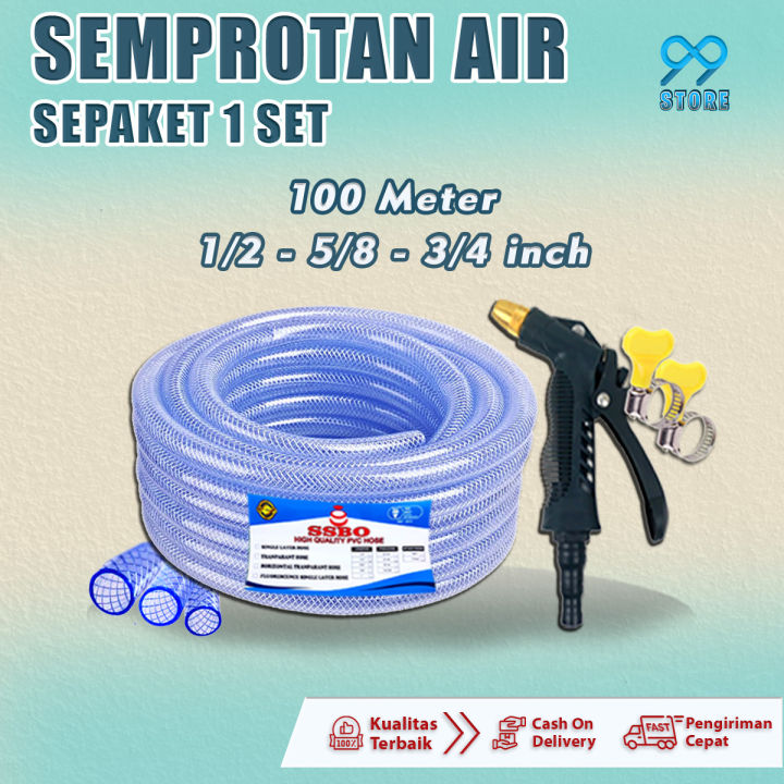 SELANG AIR 1 ROLL 100 METER SERAT BENANG / SELANG AIR 1/2 5/8 3/4 1 ...
