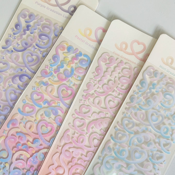 GaLiCiCi Sticker Korean Ins Ribbon Laser Sticker/gradient Love Ribbon ...