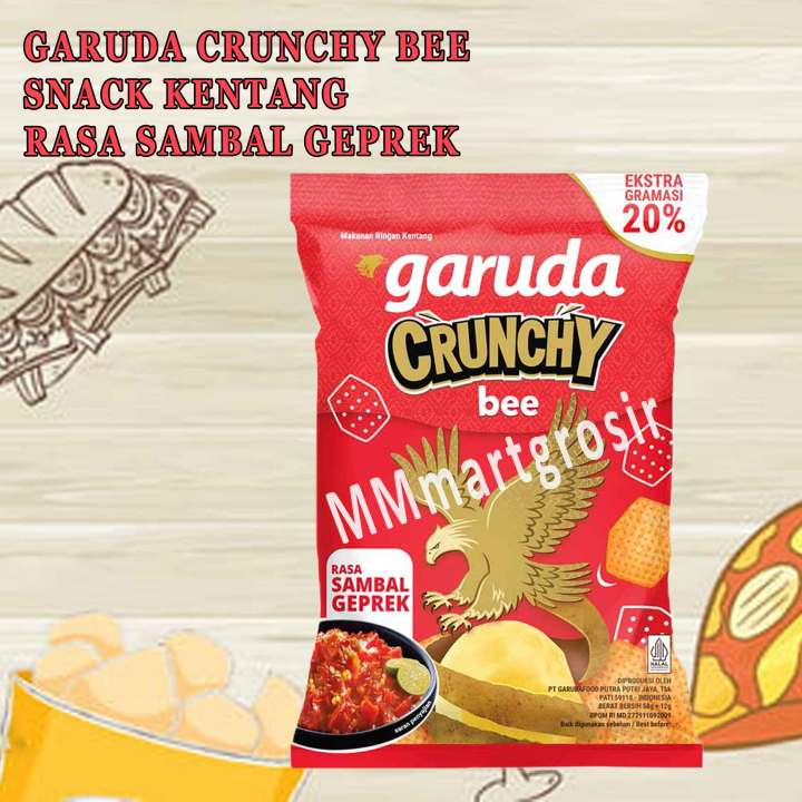 Garuda Crunchy Bee/ Snack Kentang/ Rasa Sambal Geprek/ 58g+12g | Lazada Indonesia