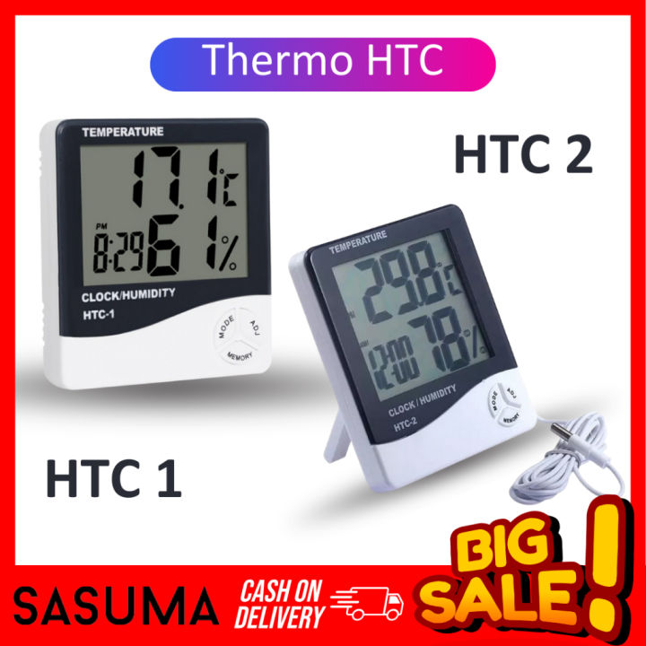 SASUMA HTC-1 HTC -2 Hygrometer Termometer Ruangan Digital Jam Thermometer Indoor | Lazada Indonesia
