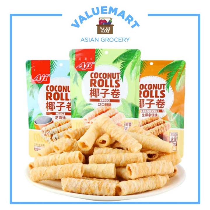 Aji Crispy Coconut Wafer Rolls with Resealable Pouch Wafer Snack with ...