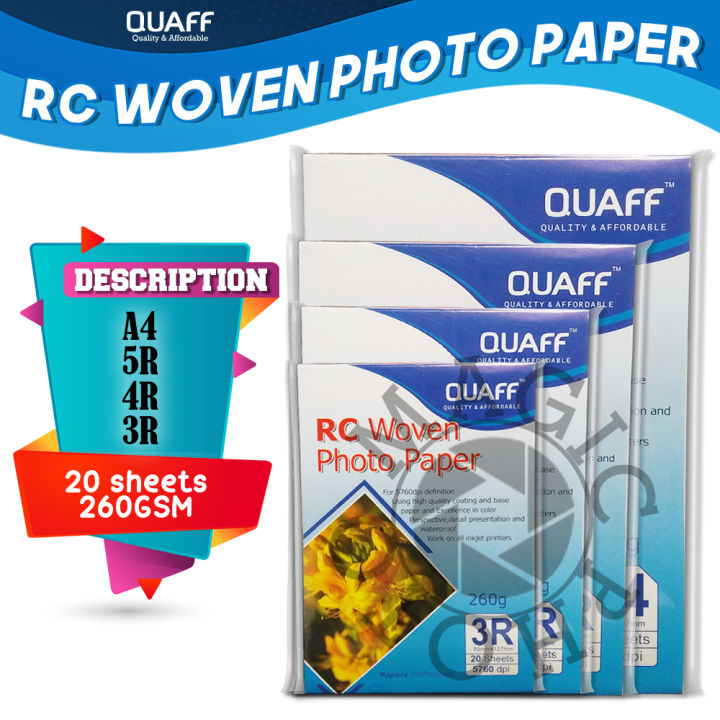 MP00 QUAFF RC Woven Photo Paper , Resin Coated Woven Photo Paper 260gsm ...