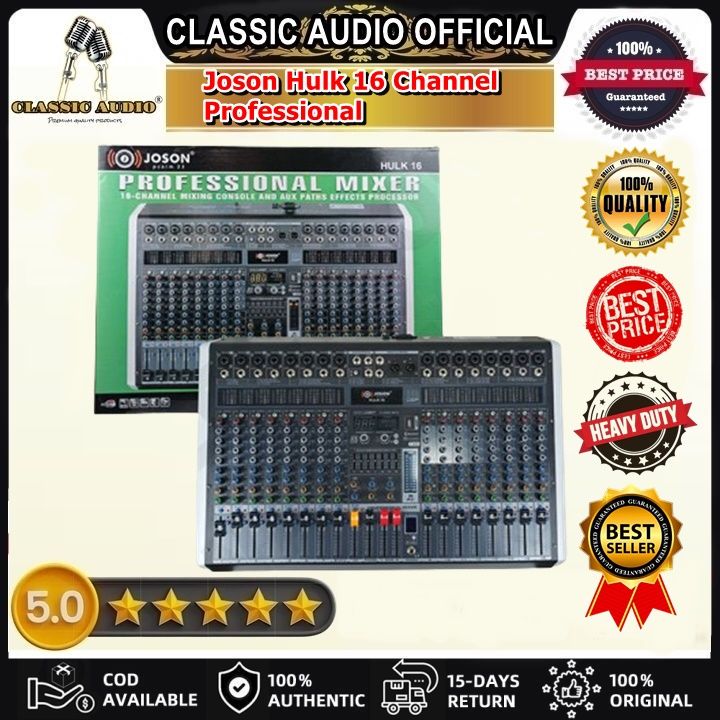 Joson Hulk 16 Channel Professional Powered Audio Mixer with 48+v ...