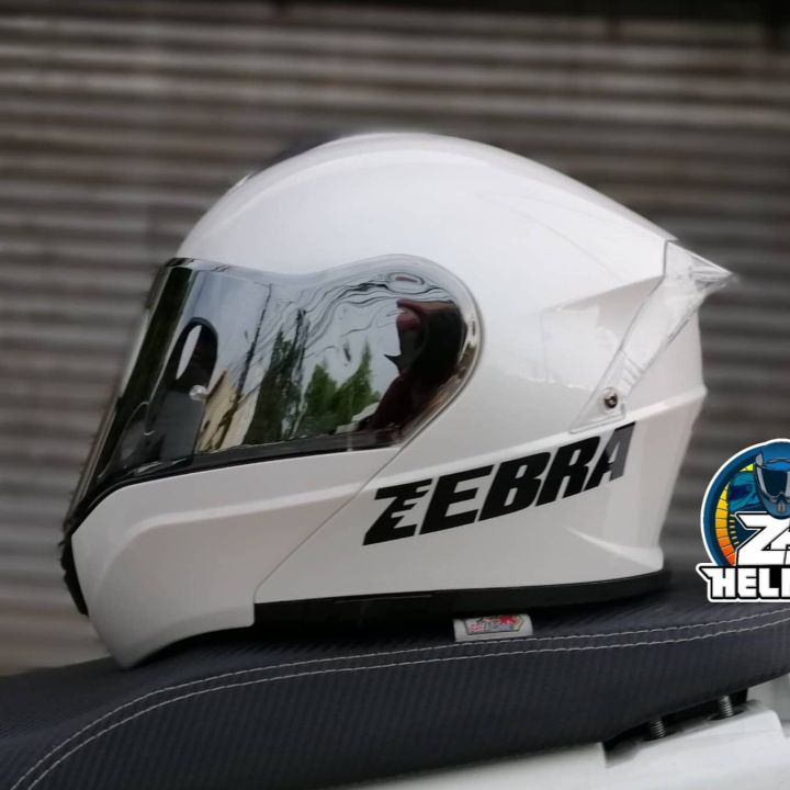 ZEBRA 869 PLAIN (WHITE) MODULAR - DUAL VISOR (with FREE Clear Lens ...
