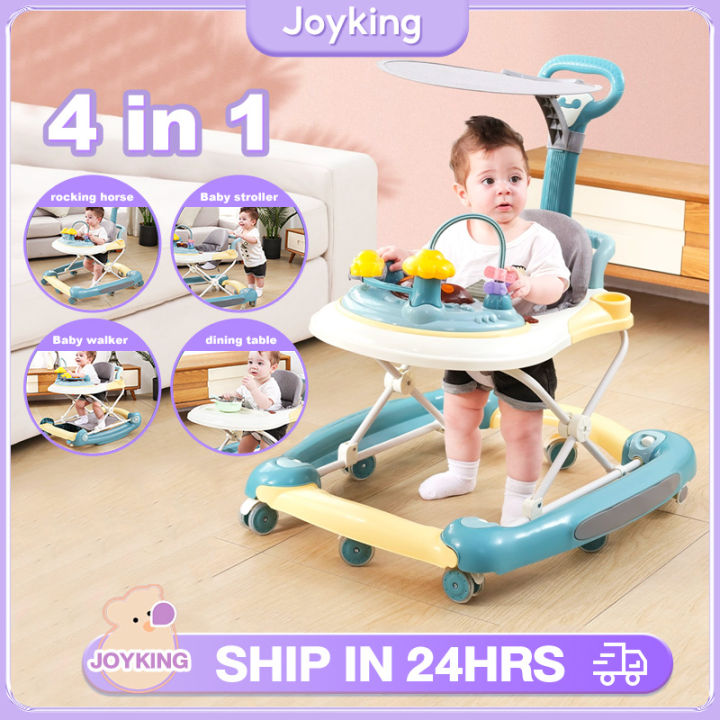 4 in 1 Baby Walker Music Anti-O-Leg Foldable Rocking Adjustable Height ...