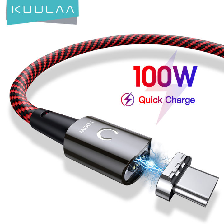 KUULAA 100W USB C Magnetic Charging Cable แม่เหล็กสาย Type C To Type C สายสำหรับ Huawei P40 ...