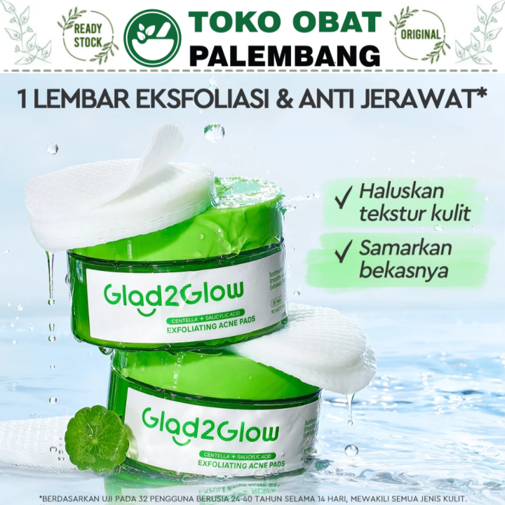 GLAD2GLOW EXFOLIATING ACNE PADS 30 PADS SMOOTES ACNE DEAD SKIN CELL ...
