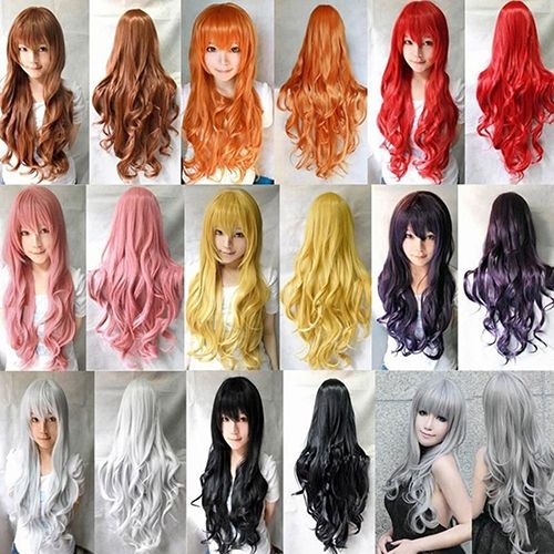[Ready] Women Long Curly Big Wavy Hair Popular Colorful Cool Perma-long ...
