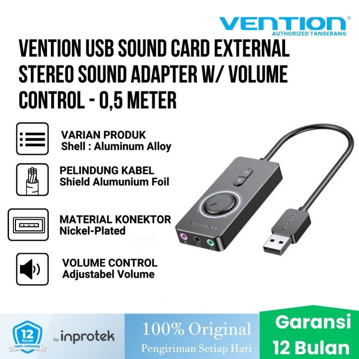 Vention USB Sound Card External Stereo Sound Adapter w/ Volume Control ...