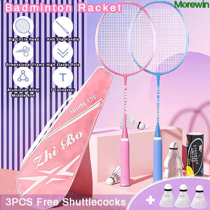 【Free Badminton】2PCS Badminton Racket Set W/ 3PCS Shuttlecocks Outdoor ...