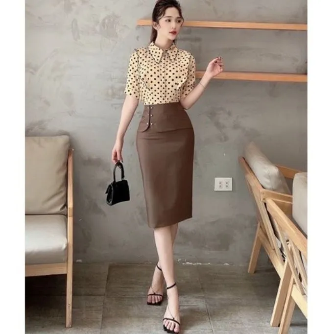 Chân Váy Bút Chì Dáng Dài Công Sở đáp tà đính cúc ch điệu | Lazada.vn