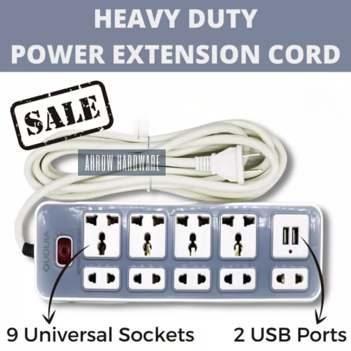 Heavy Duty Extension Cord With Multiple Universal Socket and 2 USB Port ...
