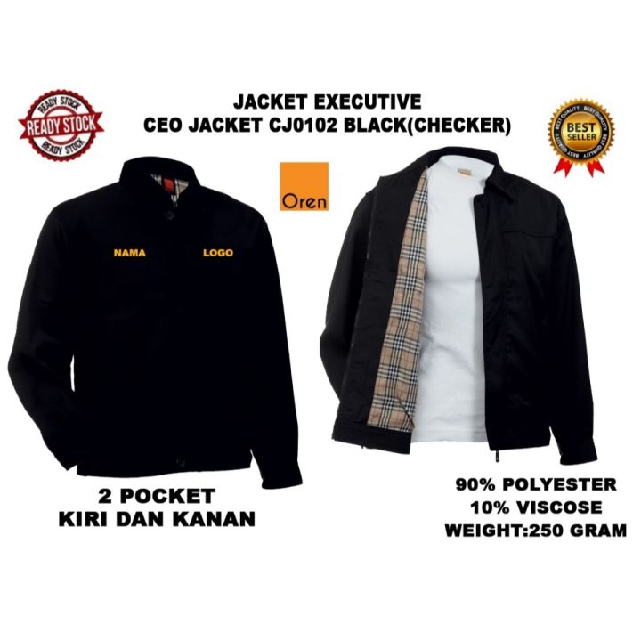 OREN SPORT Readystocks CEO JACKET CJ0102 BLACK(CHECKER) Sulam Nama + Logo Add On Embroidery ...