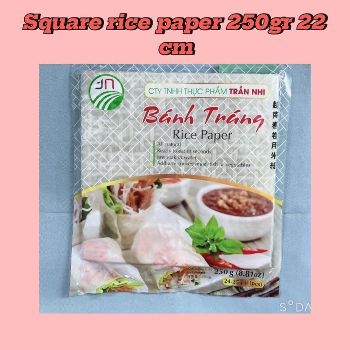 Rice paper for fresh spring rolls 250gr 22cm square size | Lazada