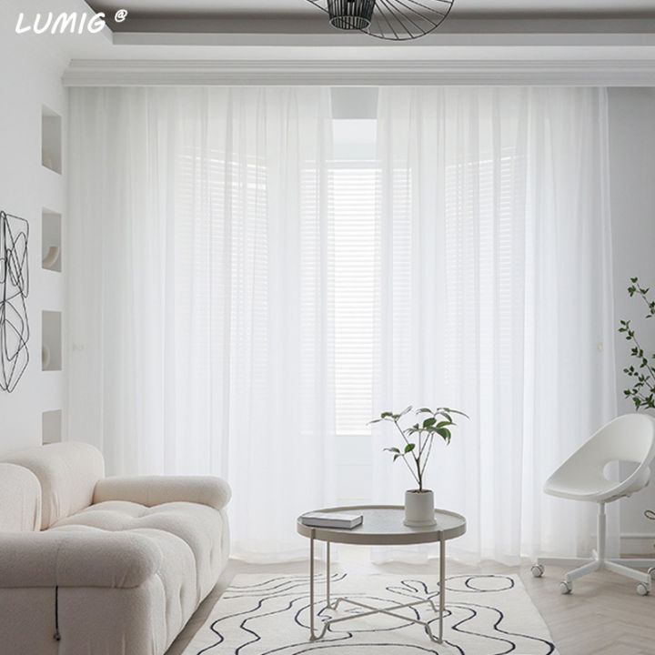 Lumig Curtain Solid Color Bedroom Window Kitchen Living Room Tulle ...