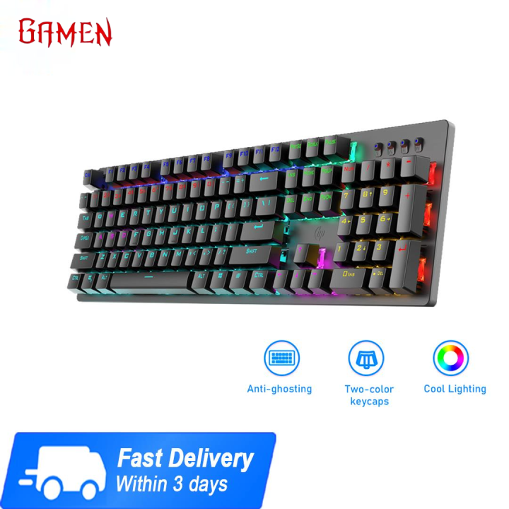 Gamen HP GK100F Wired Mixed Light Cyan Shaft Mechanical Colorful ...