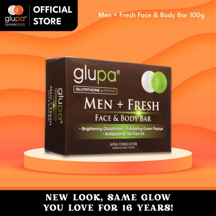 Glupa Men + Fresh Face and Body Bar Soap 100g - Glutathione & Papaya ...