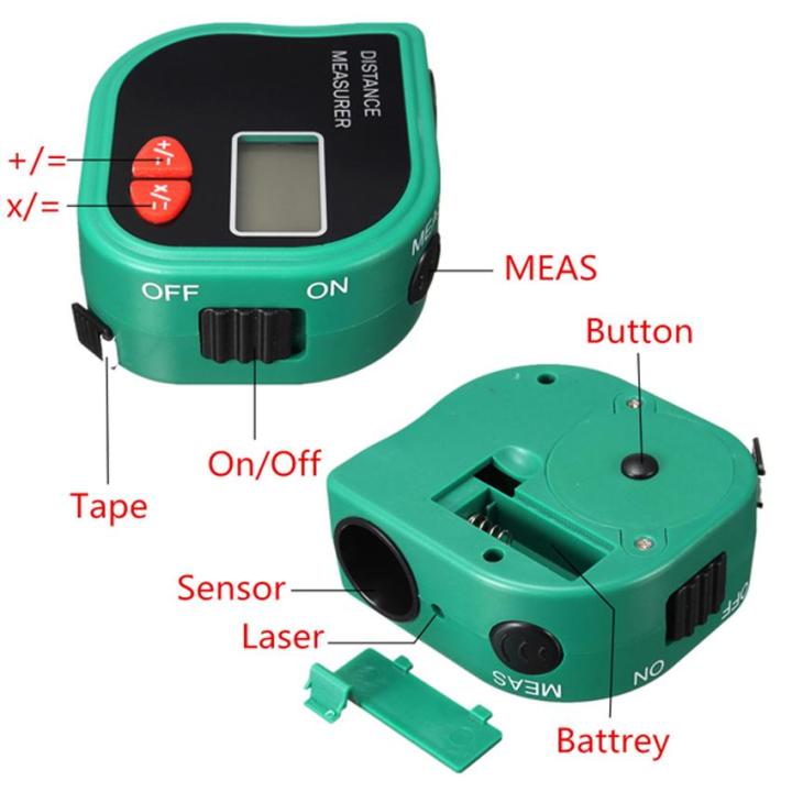 Mini 18 Meters Handheld Ultrasonic Distance Meter With Tape Measure ...