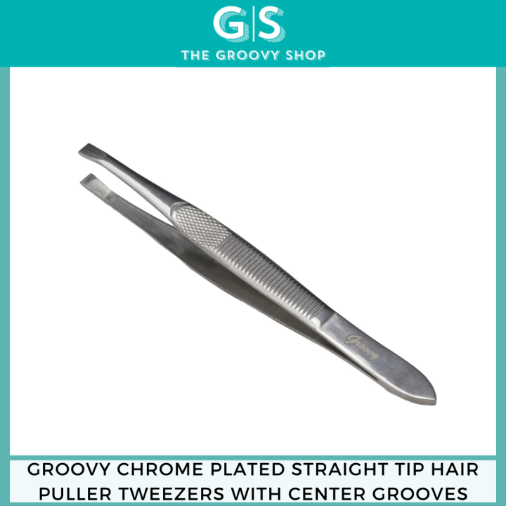 Groovy Chrome Plated Straight Tip Hair Puller Tweezers with Center ...