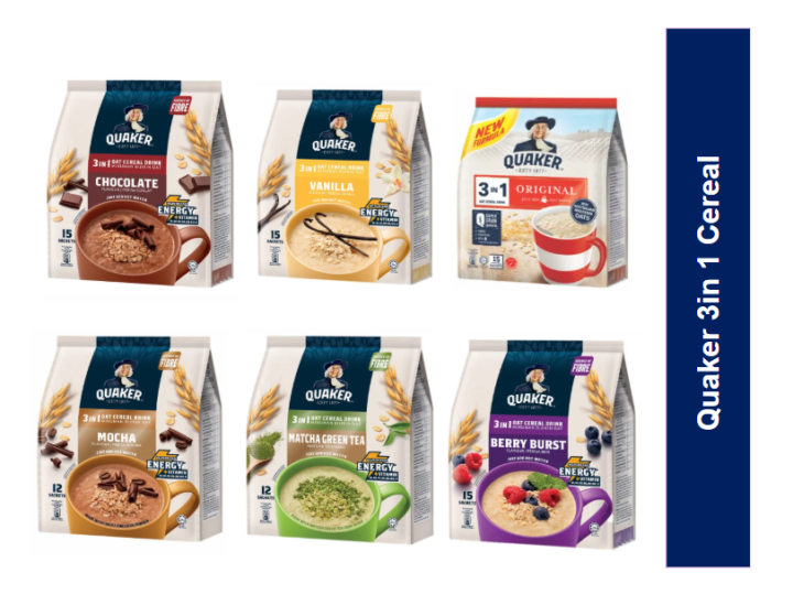 [Malaysia Import] Quaker 3in1 Oat Cereal Drink Assorted Pack (Original ...