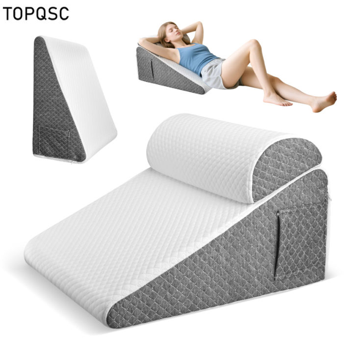Bed Wedge Pillow, Memory Foam Triangle Pillow For Sleep Apnea, Acid ...
