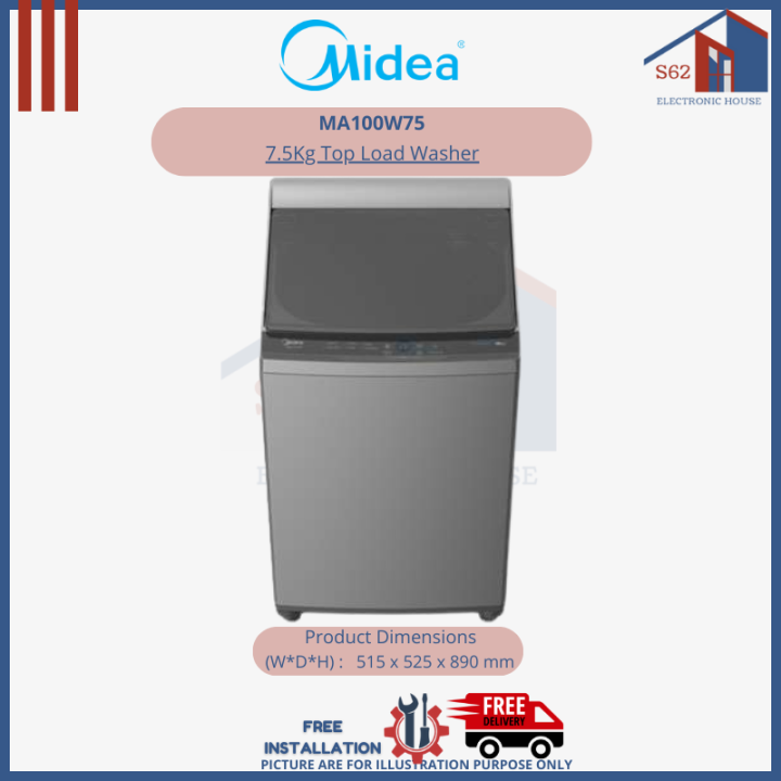 Midea MA100W75 - 7.5Kg Top Load Washer (Grey) - 2 Years Warranty ...