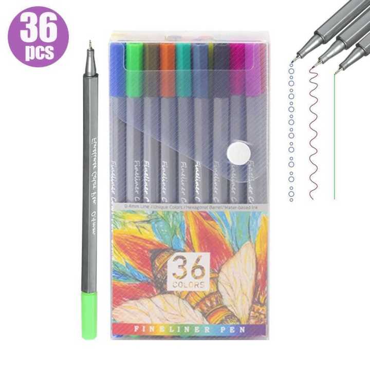 36 Colored Pens Set 0.4mm Fine Point Tip Fineliner Color Pen Marker ...