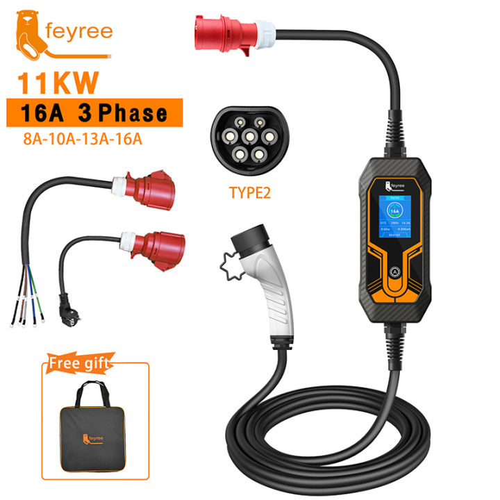 feyree Portable EV Charger Type2 Portable EVSE Charger 3.5KW 7KW 11KW ...