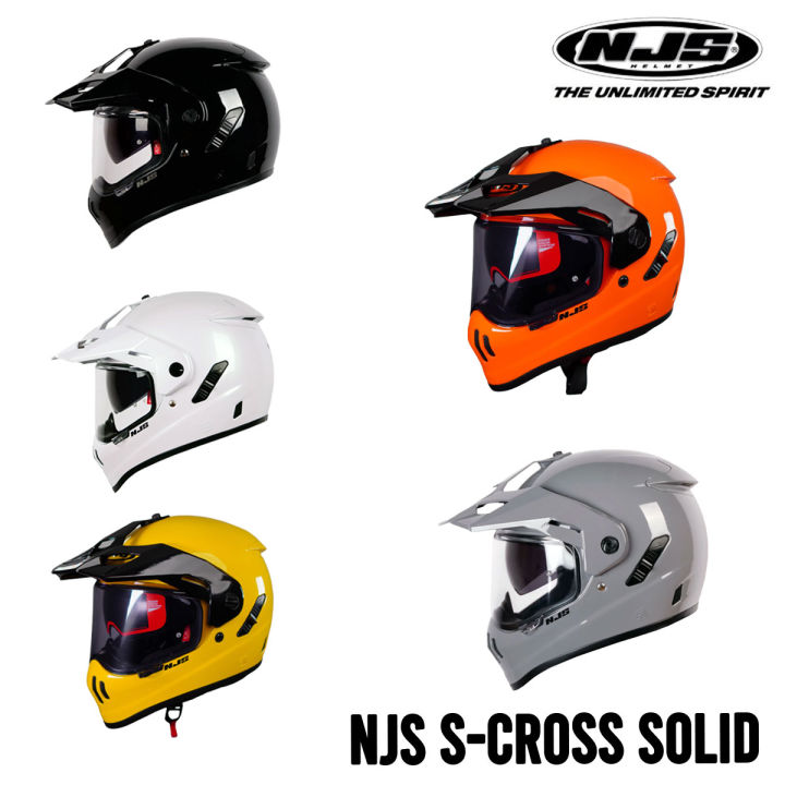 Helm NJS S-Cross Solid Full Face Supermoto Helmet | Lazada Indonesia