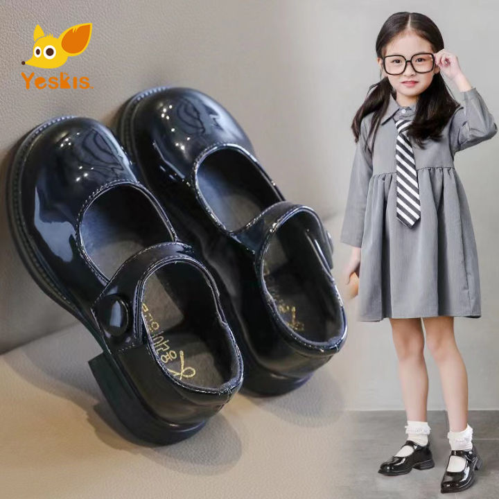 Yeskis Kids Mary Jane Style School Shoes For Girls PU Leather Non-slip ...